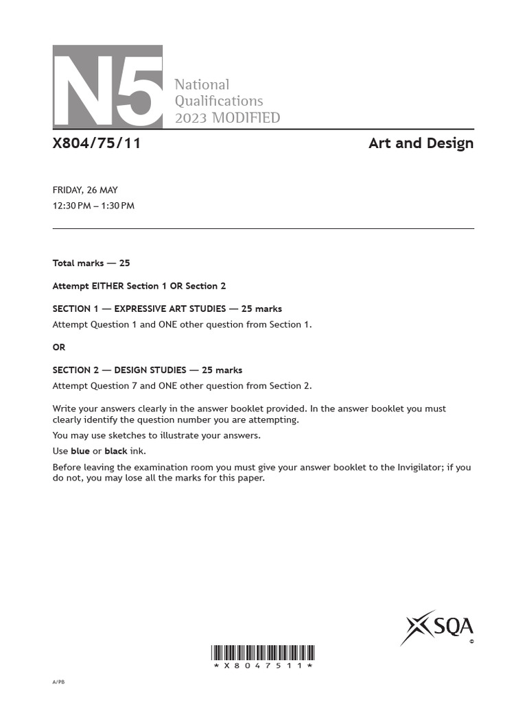 N5_Art-and-Design_QP_2023 | PDF | Paintings | The Arts