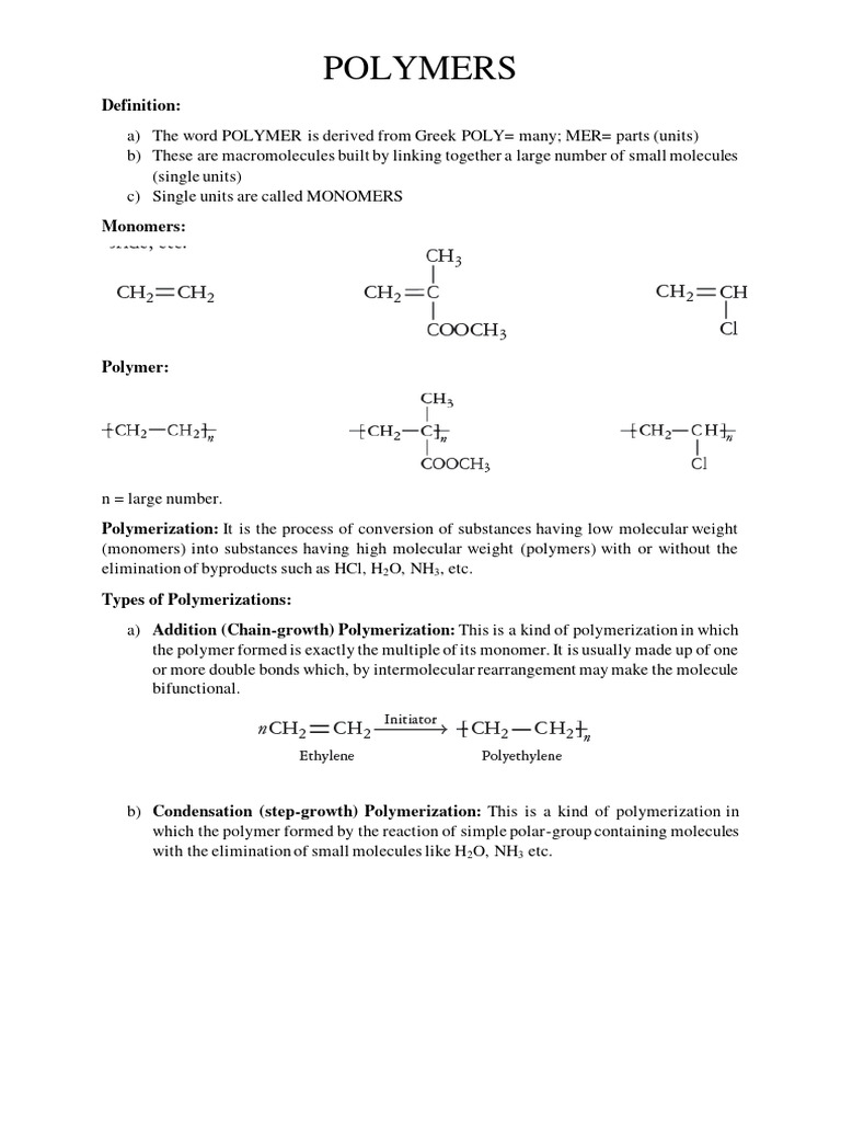 Polymers | PDF | Polymerization | Polymers