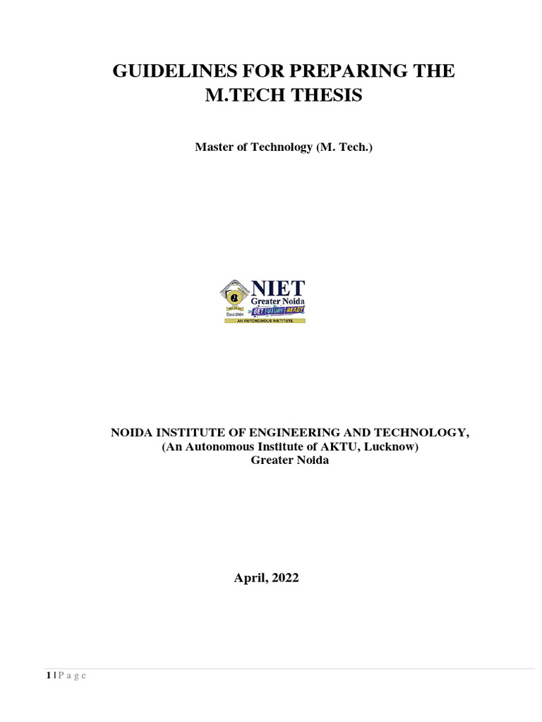 Guidelines For Preparing The M.tech Thesis | Download Free PDF | Thesis | Cognitive Radio