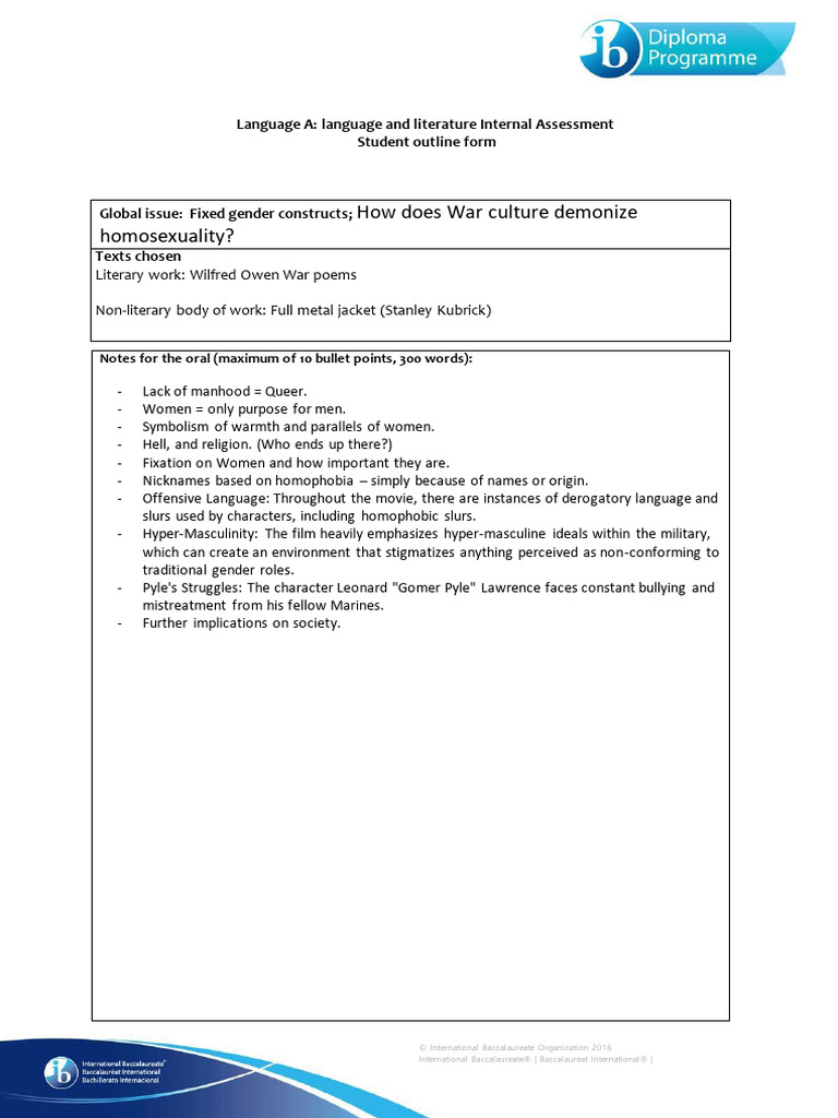 IO Outline Form Lang Lit Example | PDF