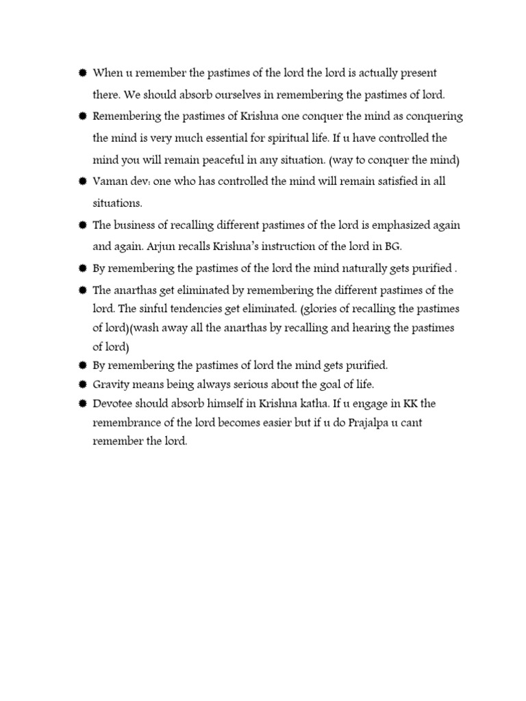 Purifying the Mind Through Lord's Pastimes | PDF