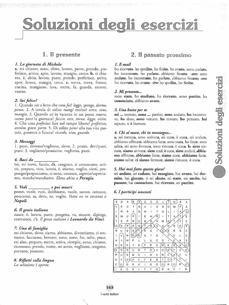 I Verbi Italiani - SOLUZIONI | PDF