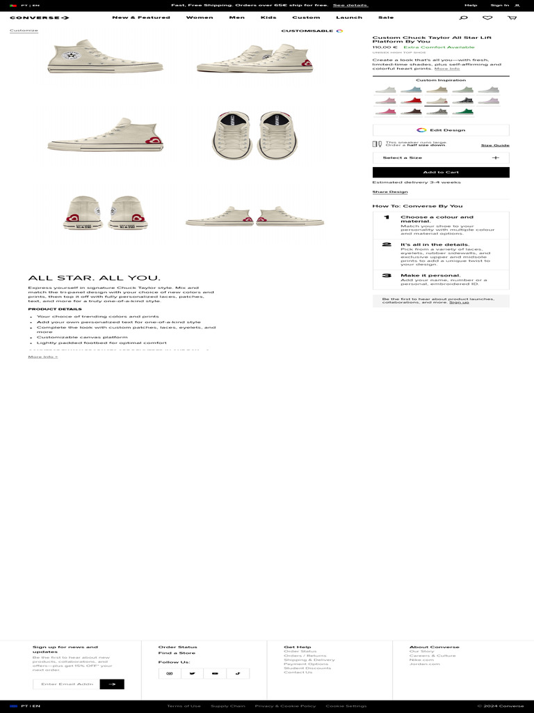 Converse - Design Your Own Chuck Taylor - Lift - Your Choice | PDF | Shoe