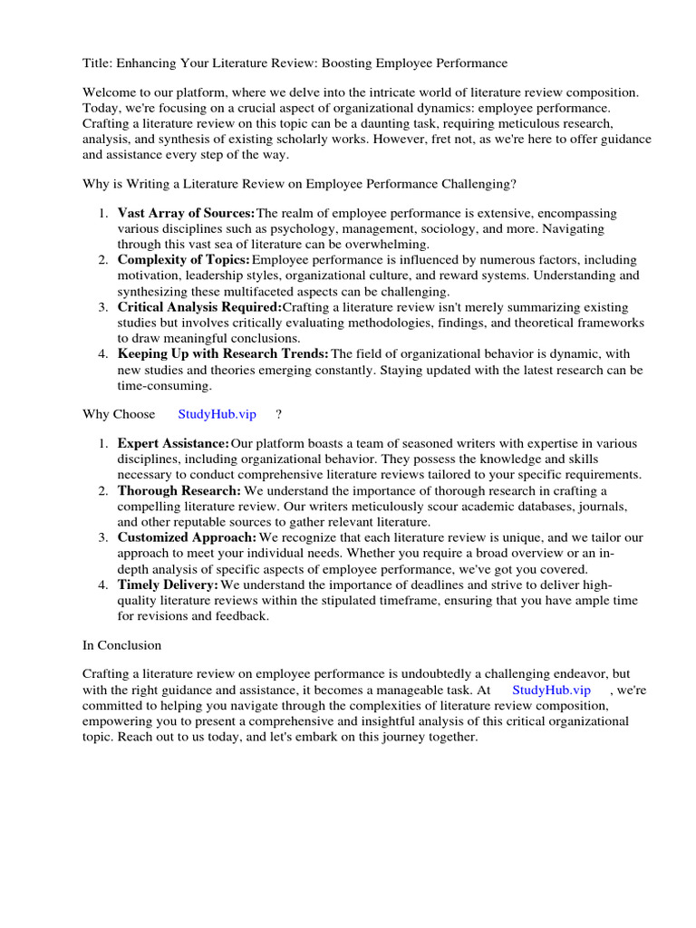 Literature Review Motivation Employee Performance | Download Free PDF ...