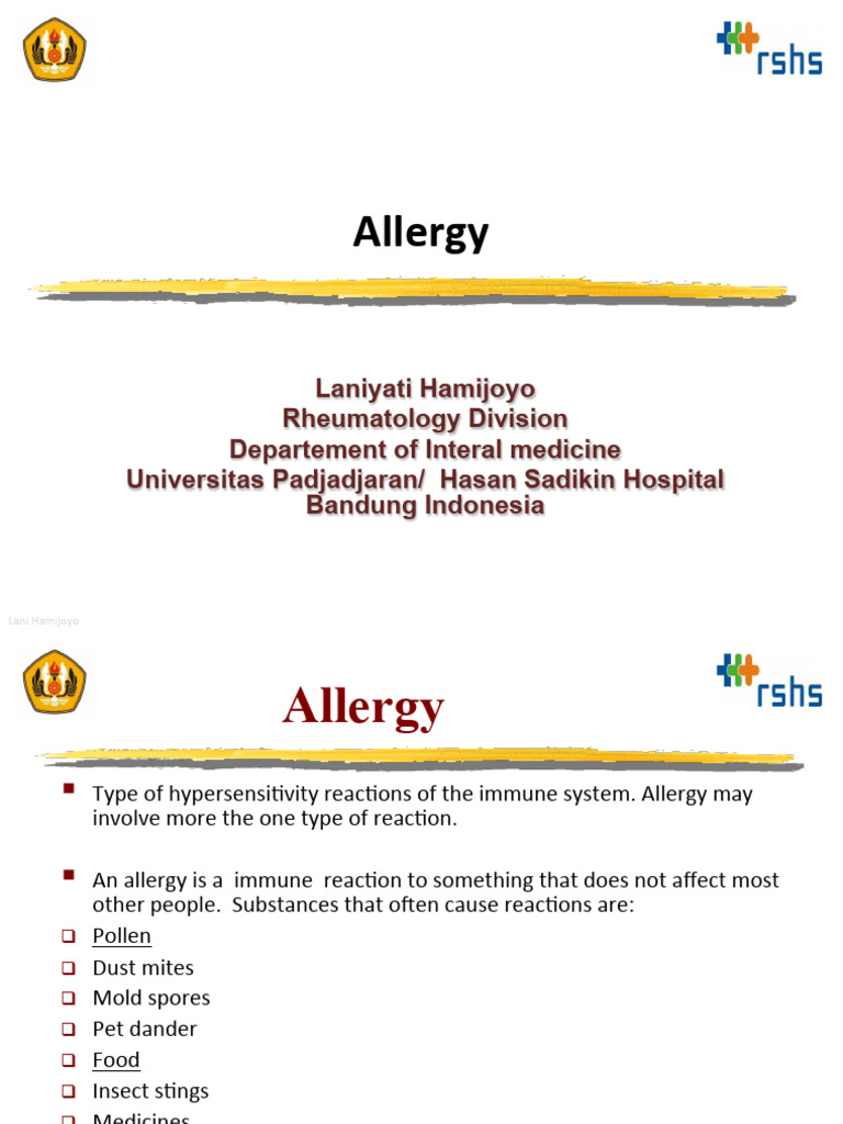 DR Lani Allergi For Pharmacy Classpdf | PDF | Allergy | Allergen