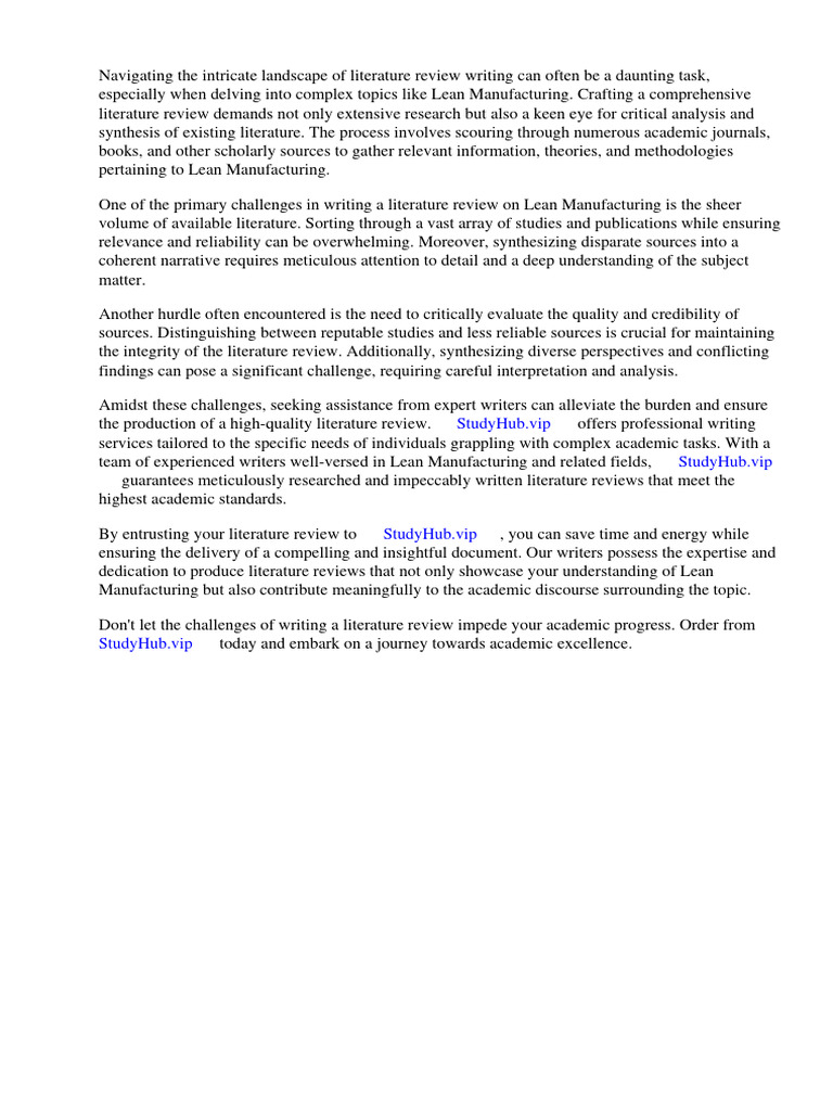 Lean Manufacturing Literature Review | PDF | Lean Manufacturing | Six Sigma Lean Manufacturing Literature Review | PDF | Lean Manufacturing | Six Sigma