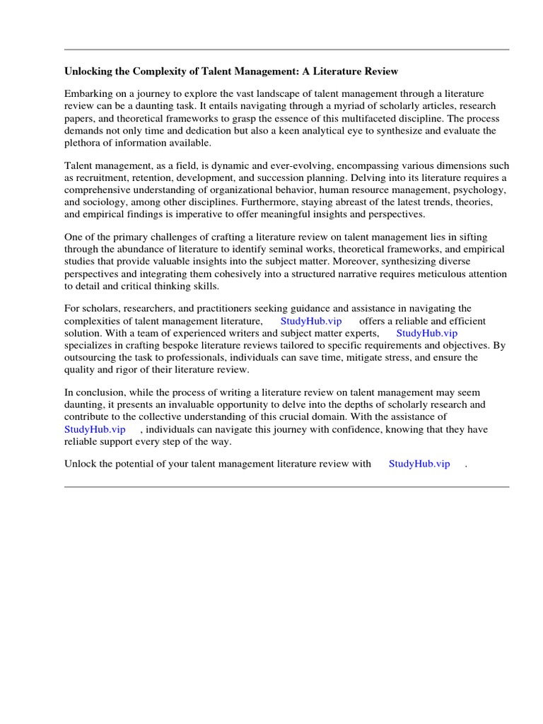 Talent Management Literature Review | PDF | Talent Management ...