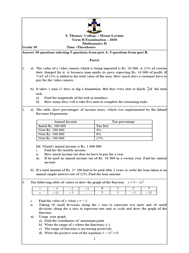 Maths Grade 10 II | PDF | Taxes | Income