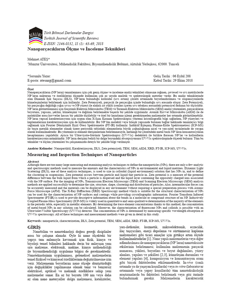 Nanopar - Ac - Klar - N - L - Me Ve - Nceleme Teknikleri (#451254) - 608610 | PDF