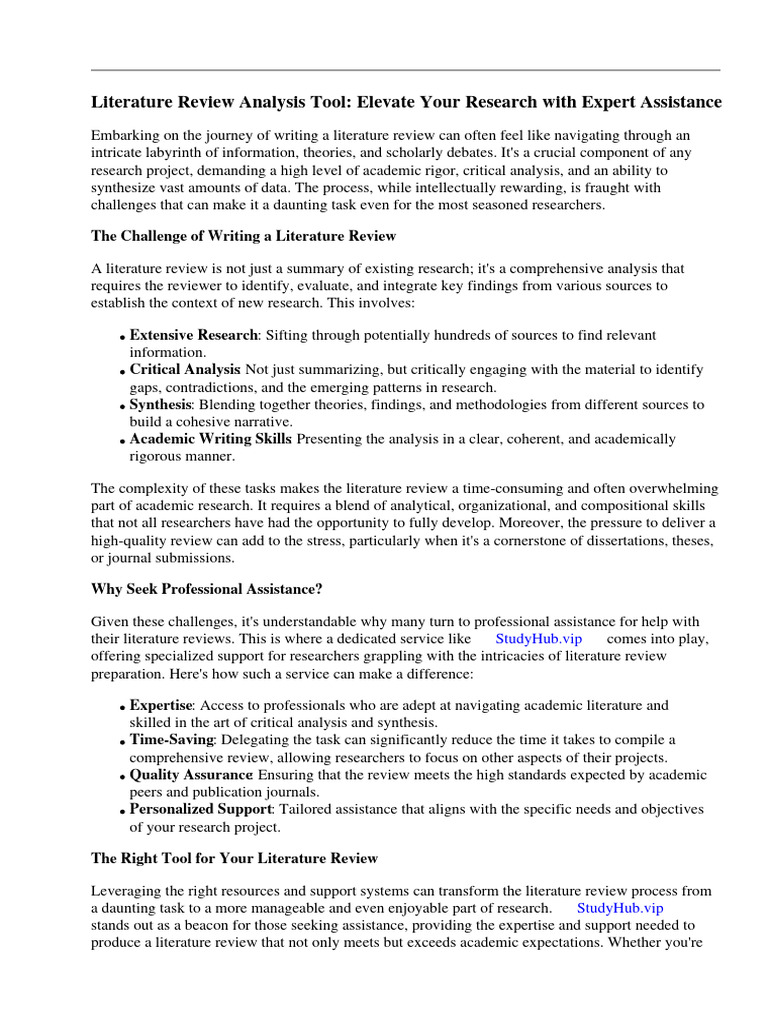 Literature Review Analysis Tool | PDF | Literacy | Reading Comprehension