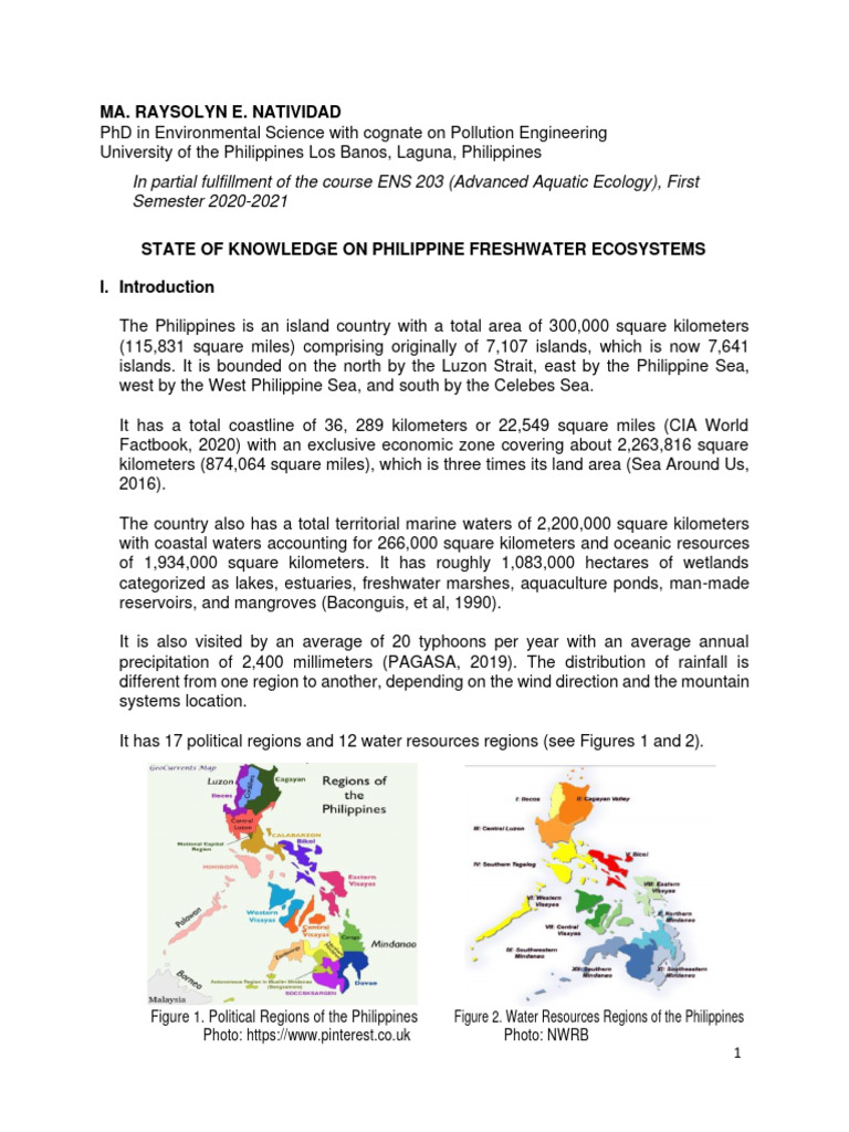 ENS 203-State of Freshwater Ecosystems-V2 | PDF | Lake | Swamp