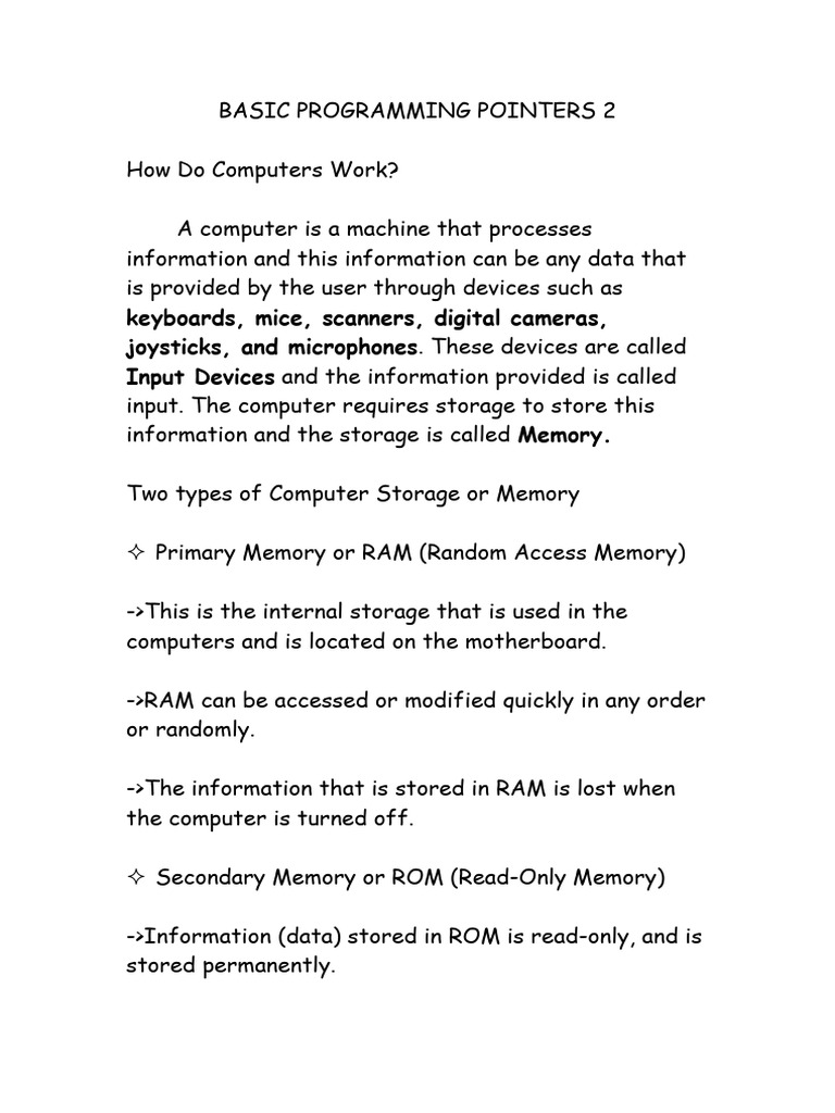 Basic Programming Pointers 2 | PDF | Computer Data Storage | Computer Programming
