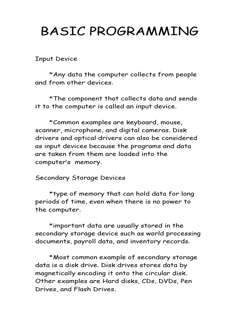 BASIC PROGRAMMING | PDF | Computer Data Storage | Random Access Memory