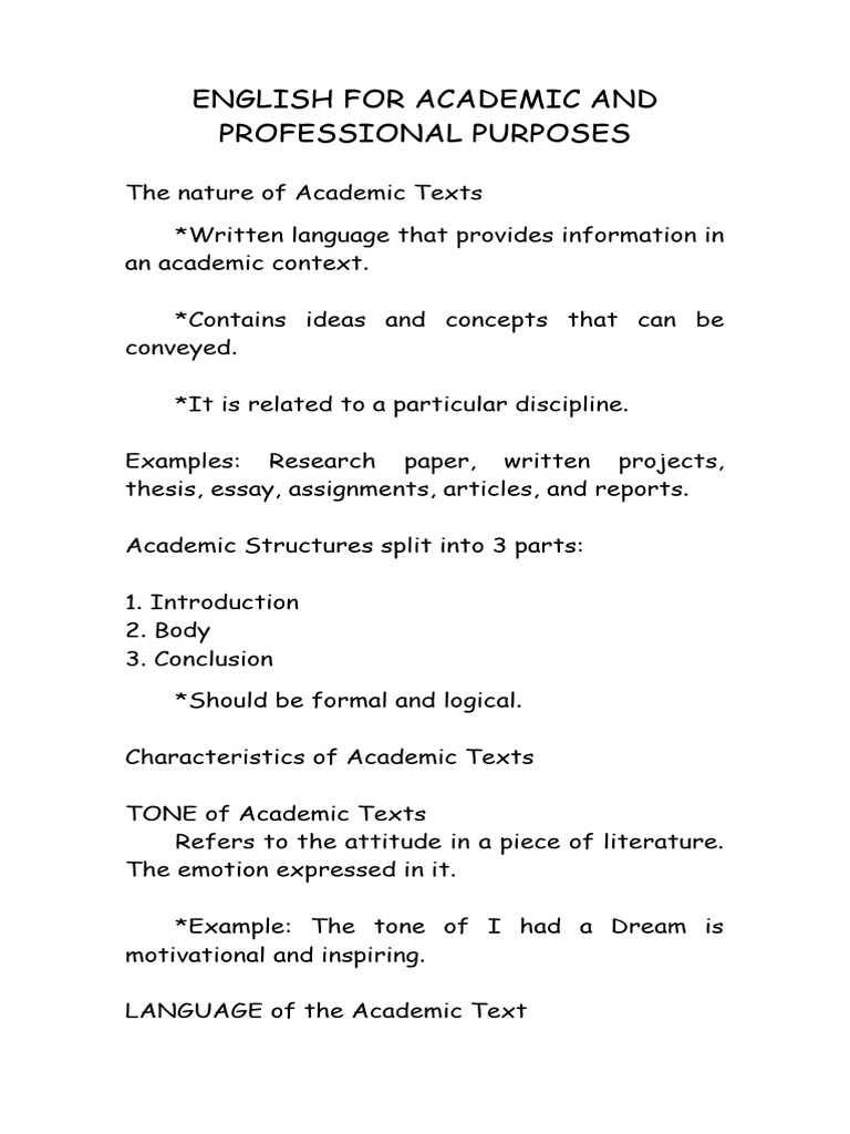 Academic Texts: Structure and Purpose | PDF | Information | Evidence