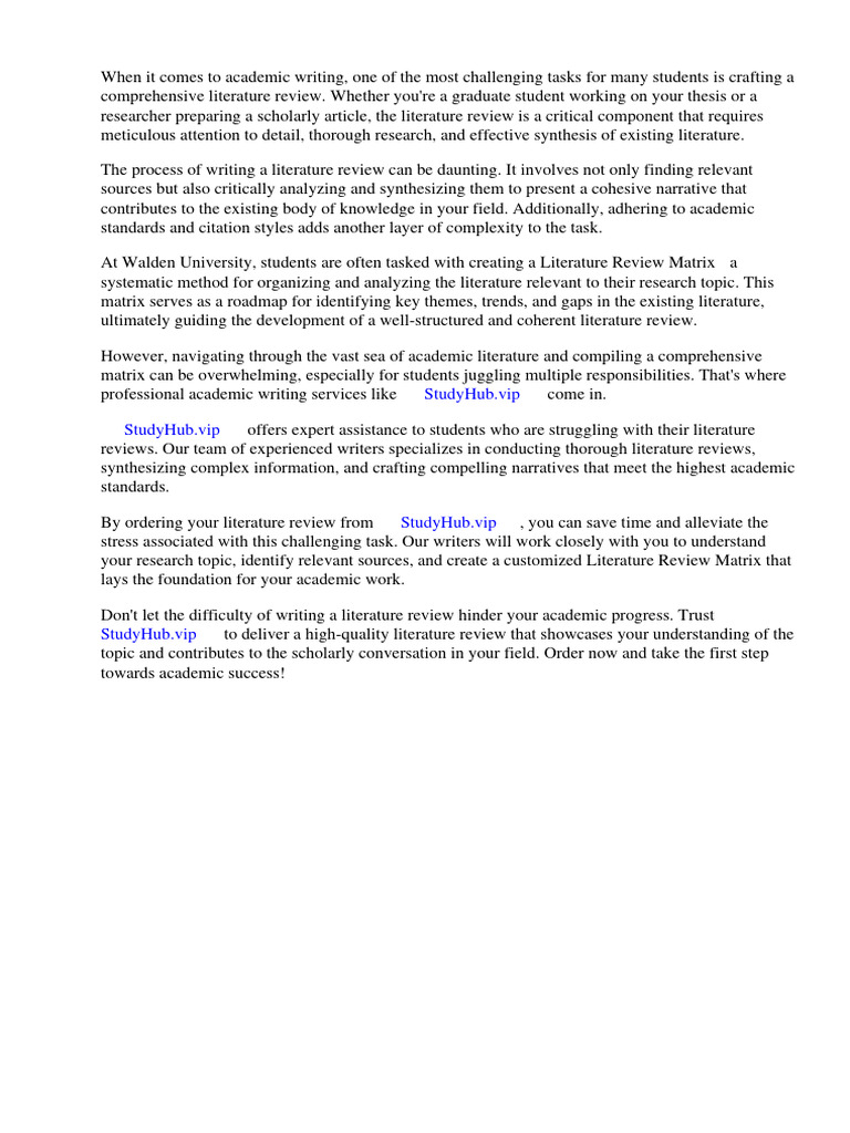 Walden University Literature Review Matrix | PDF | Systematic Review ...