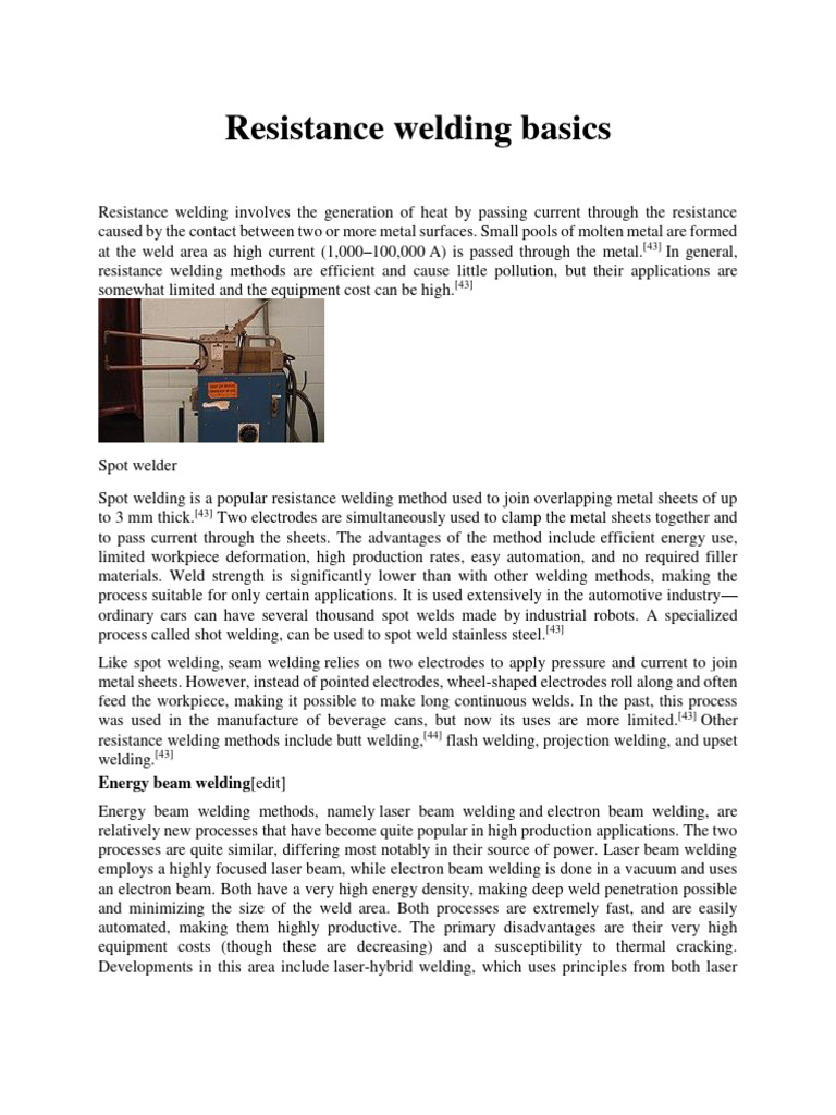 Resistance Welding Basics | PDF | Welding | Construction