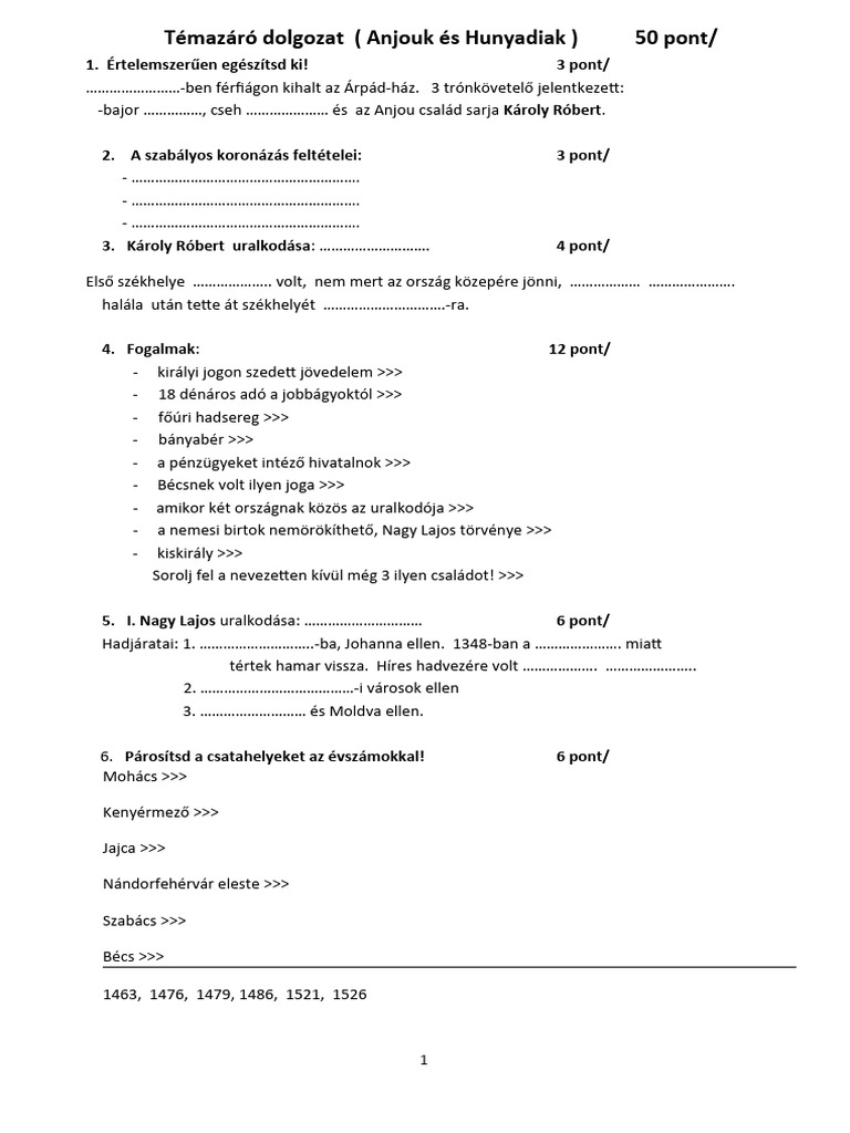 Anjouk És Hunyadiak | PDF