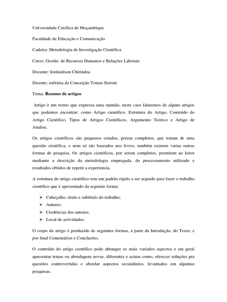 Tipos De Artigos Pdf