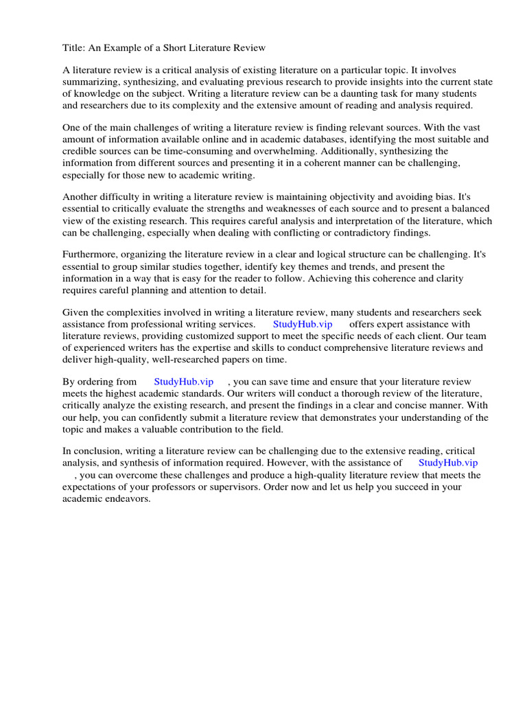An Example of a Short Literature Review | PDF | Systematic Review ...