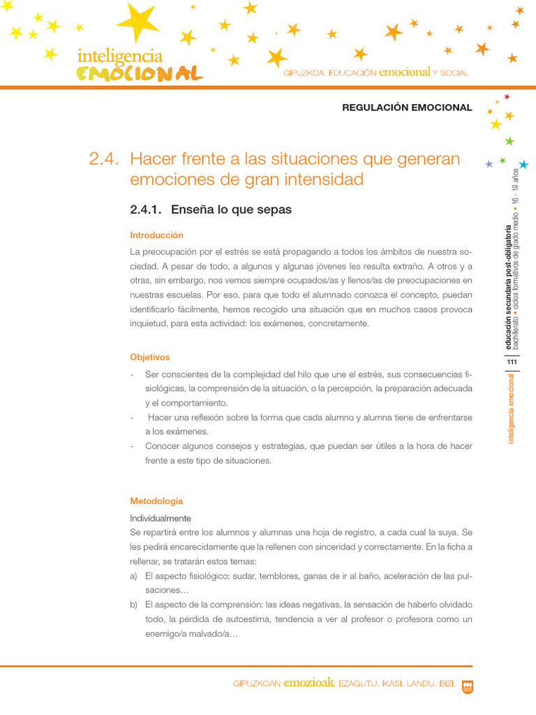 Regulación Emocional Ante Exámenes | PDF | Las emociones ...