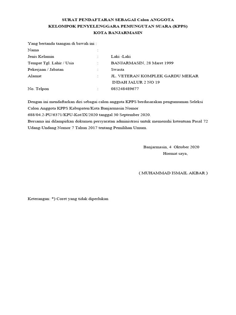 Contoh Formulir KPPS | PDF