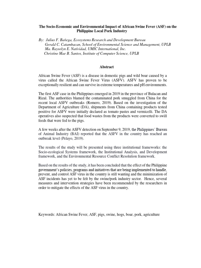 ASF Philippine situation | PDF