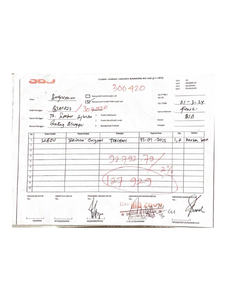 Pengajuan Retur | PDF
