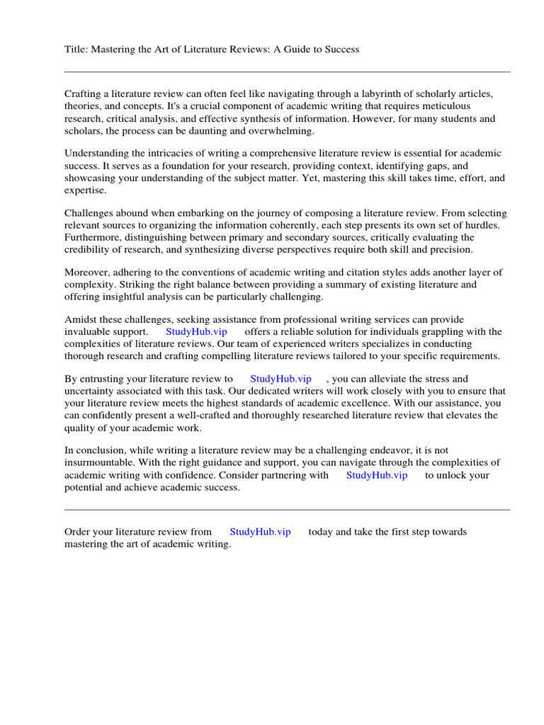 Review Of Literature Introduction Example Pdf Literature Review