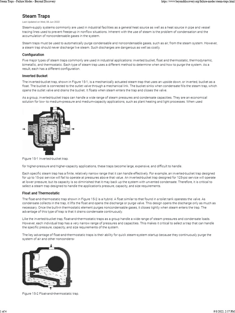 Steam Traps - Failure Modes | PDF | Valve | Steam