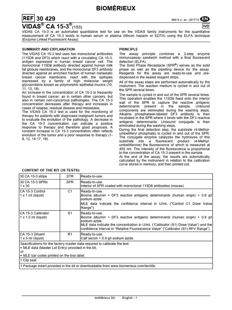 Summary and Explanation Principle: Biomérieux Sa English - 1 | PDF | Monoclonal Antibody | Antibody