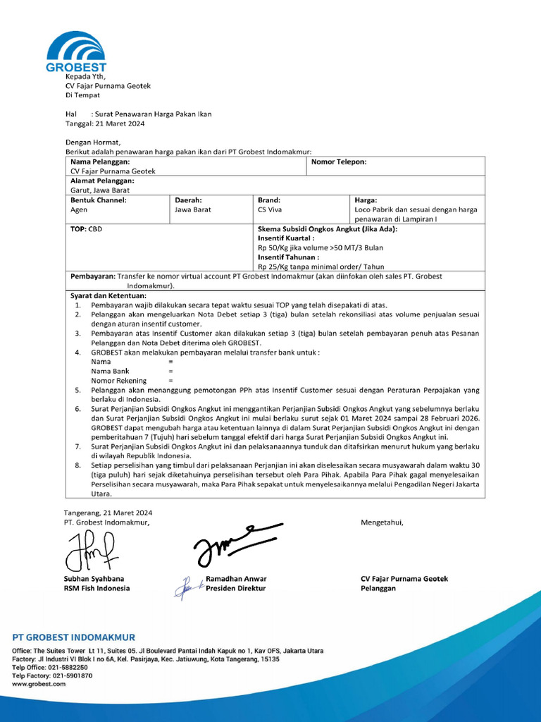 CV Fajar Purnama - Proposal Harga | PDF
