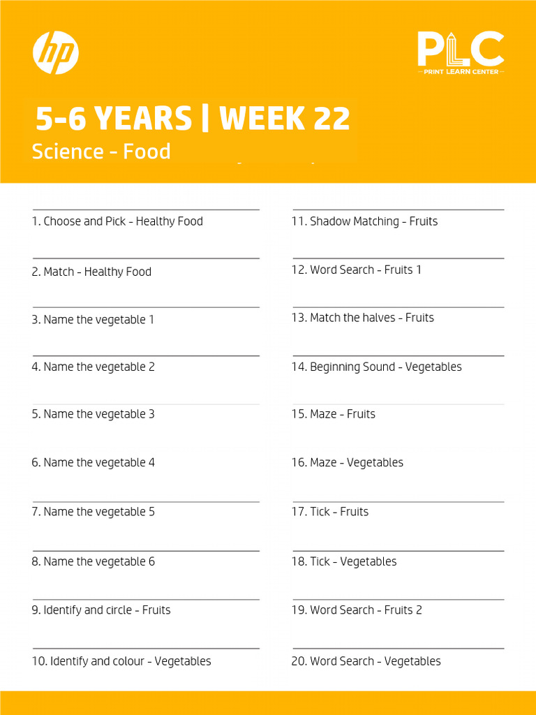 Ukg Science Food Worksheet | PDF