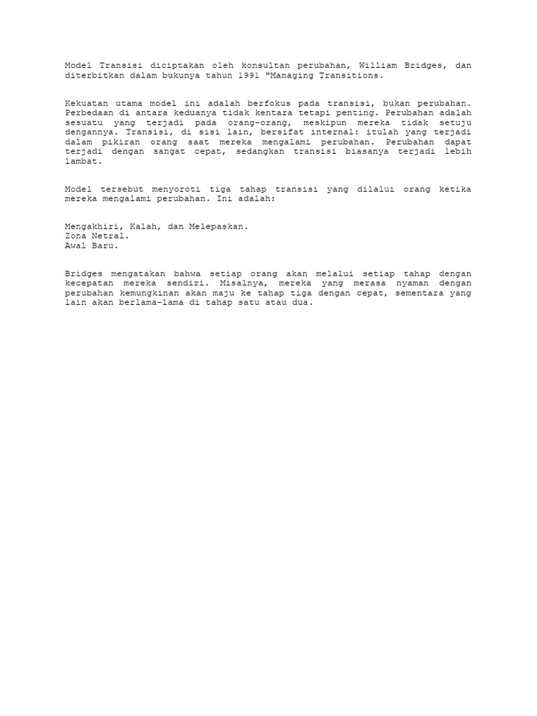 Model Transisi William Bridges | PDF | Karier & Perkembangan