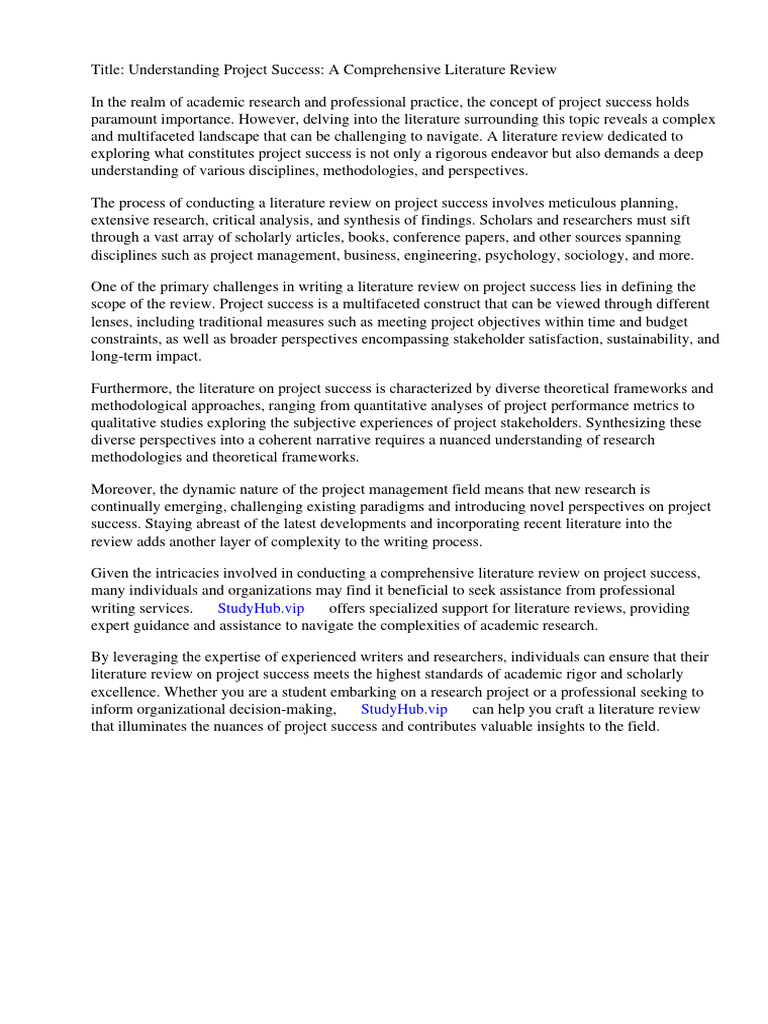 Project Success Literature Review Guide | PDF | Literature Review ...