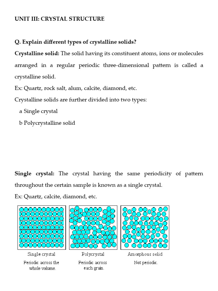 Sem 1 Unit 3 Crystal Structure Final Notes Pdf Crystal Structure