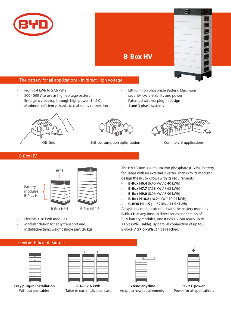 BYD Battery Box H6.4 H11.5 Datasheet | PDF | Manufactured Goods ...