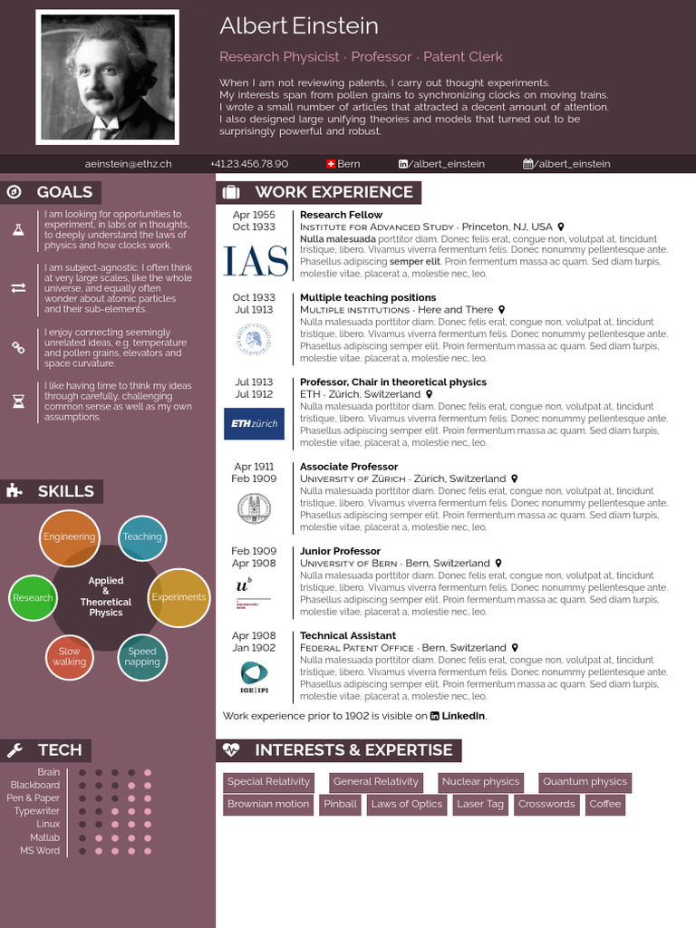 Einsteins CV | PDF | Albert Einstein | Physics