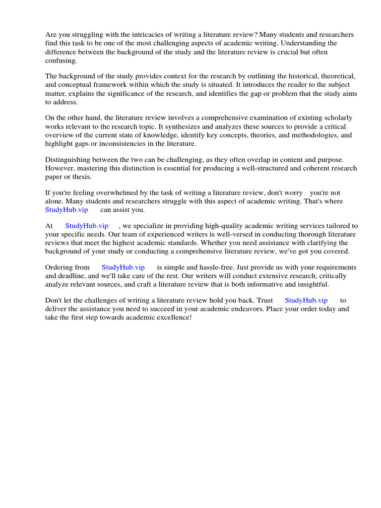 Difference Between Background of Study and Literature Review | PDF ...