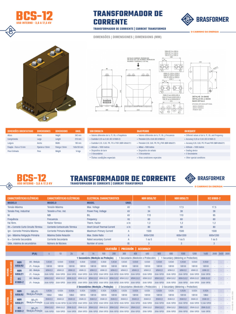 Brasformer - Datasheet BCS 12 | PDF | Engenharia Elétrica | Eletricidade