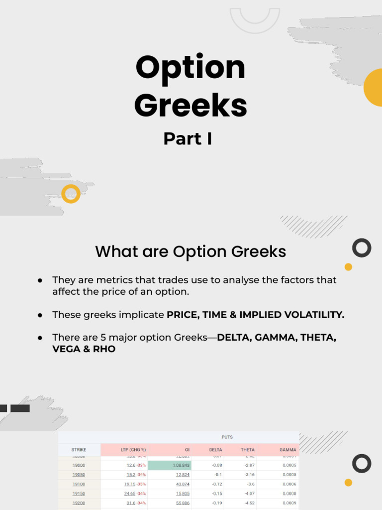 Option Greeks Part I | PDF | Greeks (Finance) | Option (Finance)