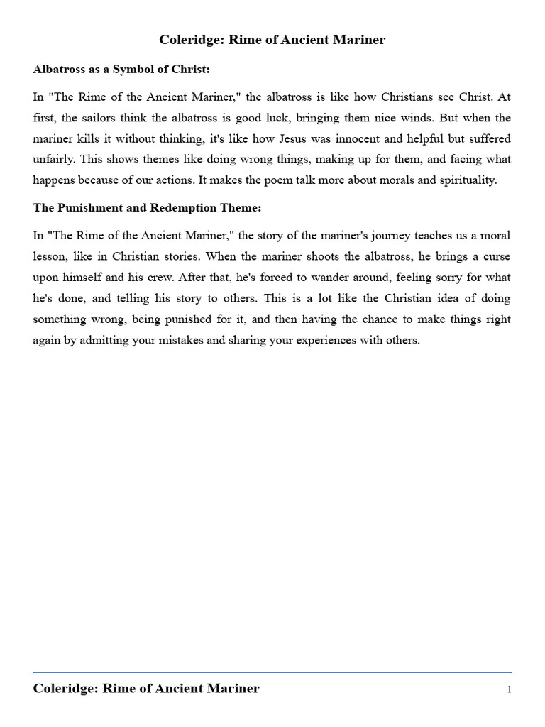 Coleridge Rime of Ancient Mariner | PDF