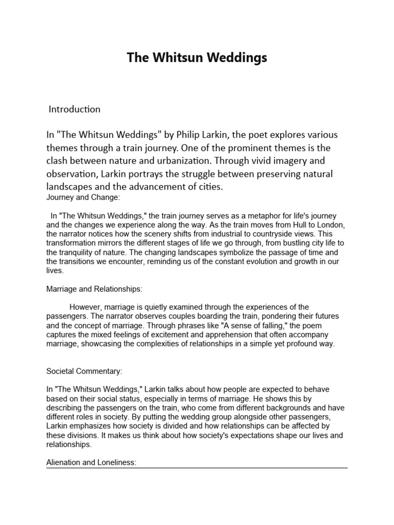 The Whitsun Weddings | PDF | Nostalgia