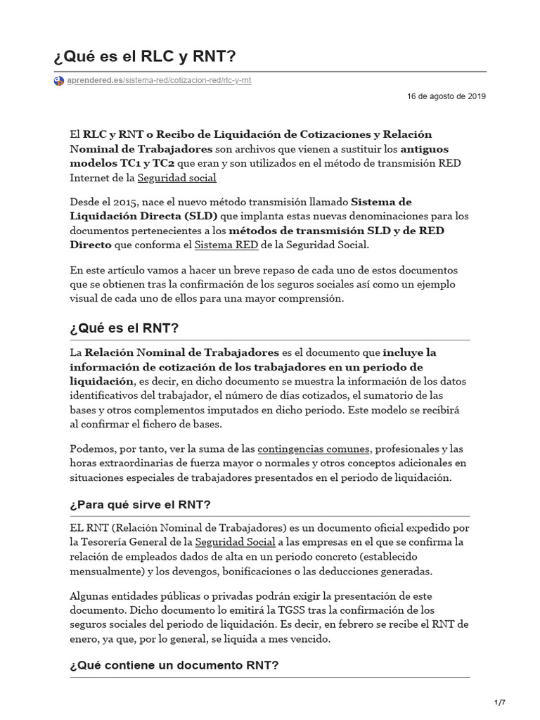 Qué Es El RLC y RNT | PDF | Bancos | Liquidación