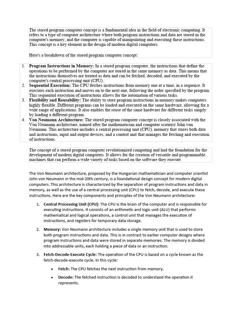Stored Program Computer Concept Q2 Electronics | PDF | Central Processing Unit | Computer Data ...