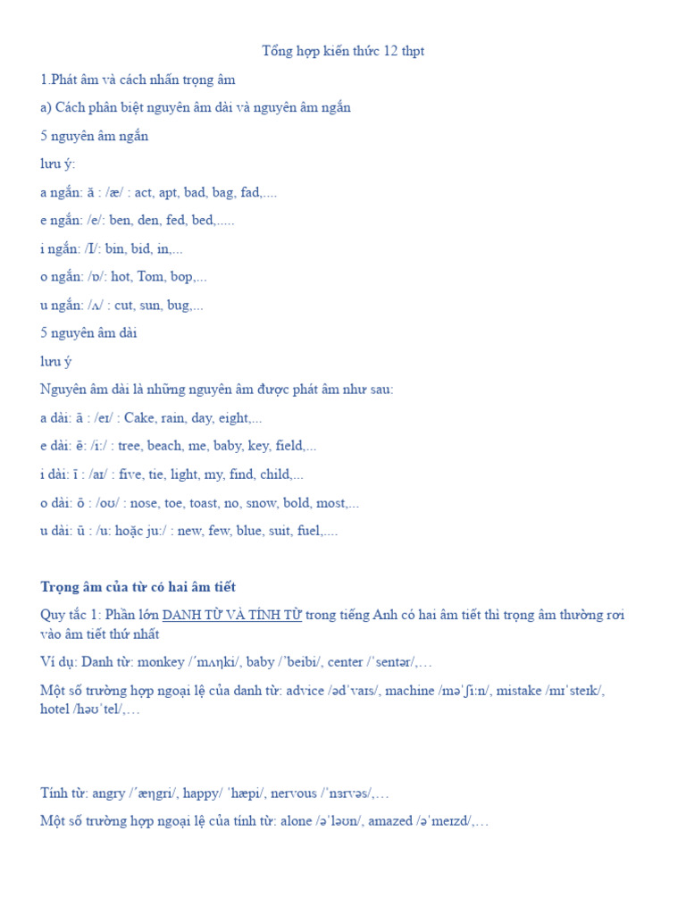 Tổng hợp kiến thức 12 thpt | PDF