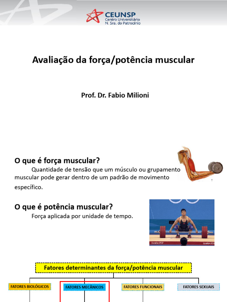 Aula 10 - Avaliação Da Força - Potência Muscular | PDF | Músculo ...