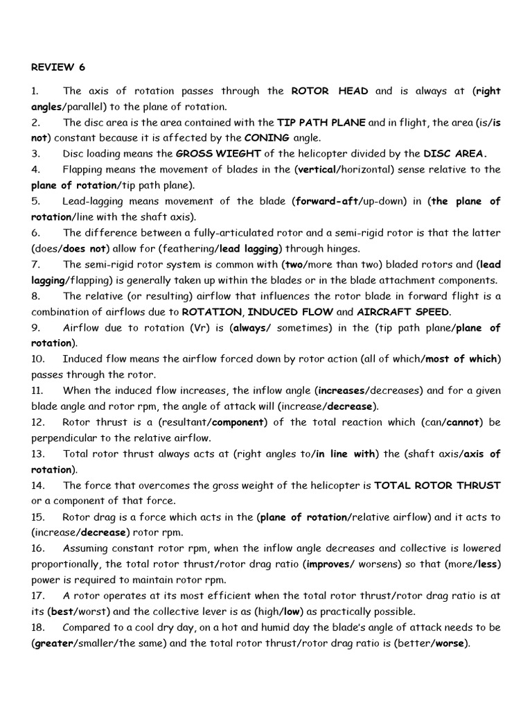 Pof Review 6 - 10 | PDF | Helicopter Rotor | Helicopter