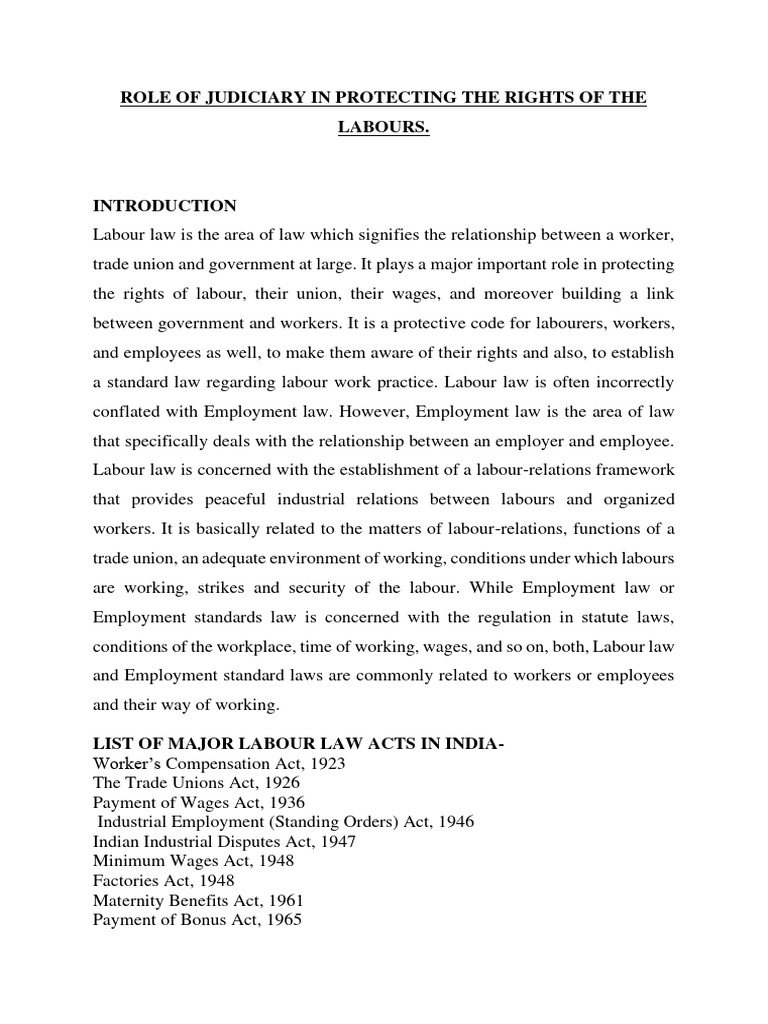 Protection of Laborers | PDF | Labour Law | Employment