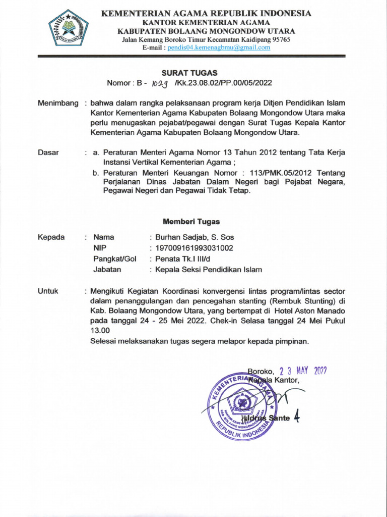Surat - Tugas - 20220523 - 0001 | PDF