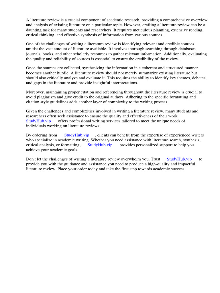 A Literature Review Should | PDF | Literature Review | Thesis